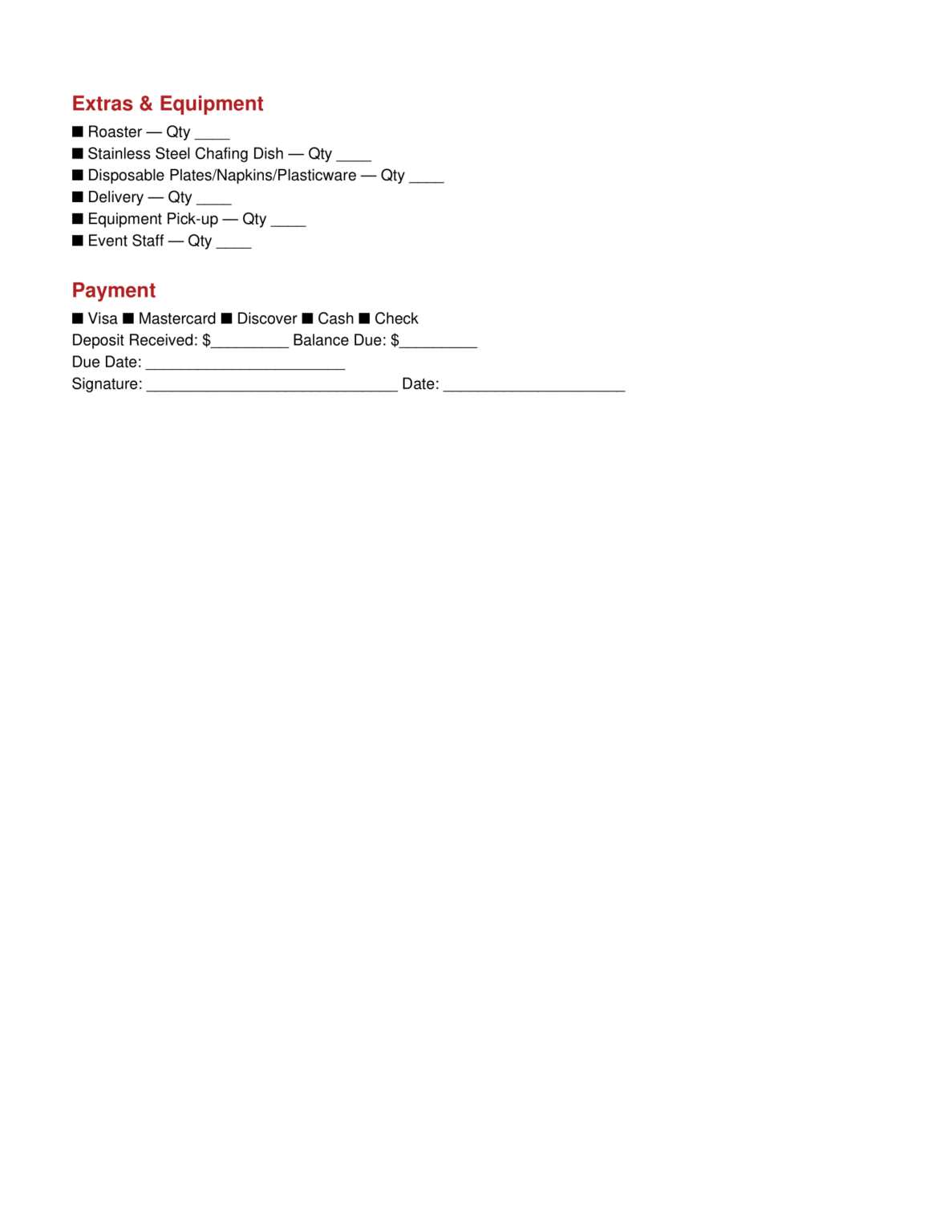 Main Street Market Catering Order Form | Piggly Wiggly